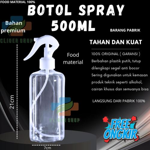 Jual BOTOL SPRAY 500ML / BENING / TEBAL DAN KUAT BUAT CAIRAN ALKOHOL ...