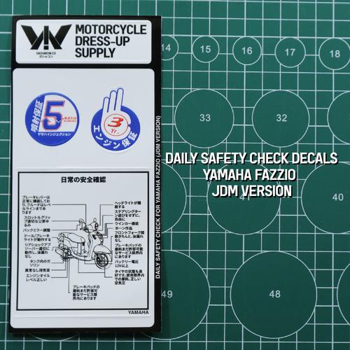 Jual Sticker detail/Warning Decals/Daily Safety Check/Yamaha Fazzio JDM ...