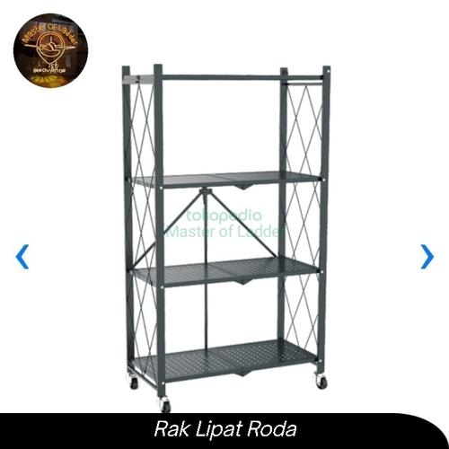 Promo Stora Rak Penyimpan Lipat 4 Tingkat Besi Roda/Foldable Storage ...