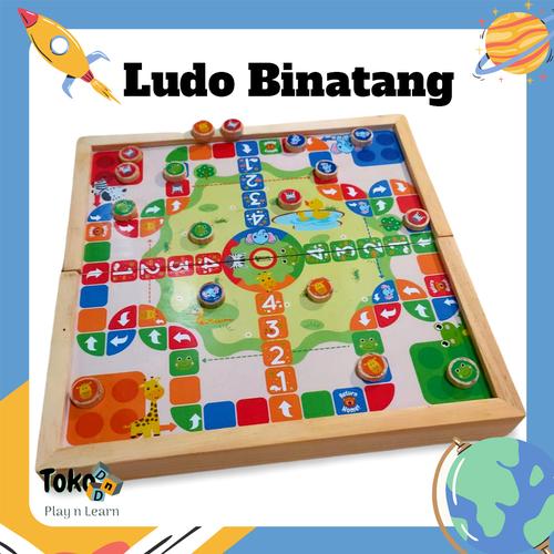 Jual Mainan Anak Keluarga Board Game Wooden Animal Ludo Kayu Binatang ...