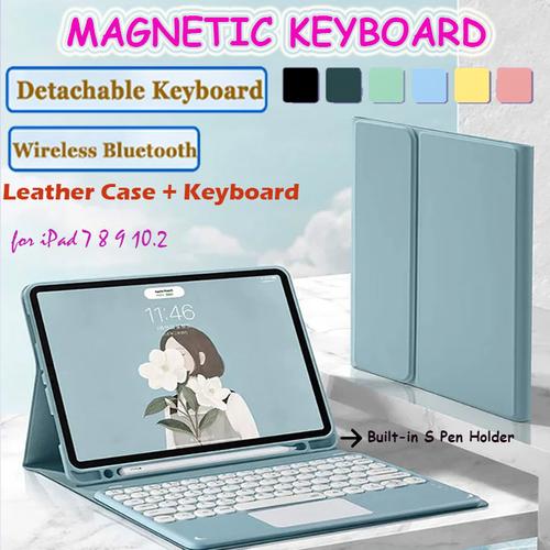 Jual iPad 7 8 9 10.2 Flip Case Keyboard Touchpad Macaron Slim Book ...