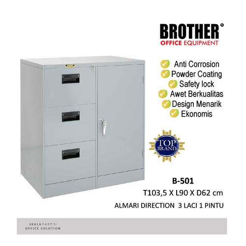 Jual Lemari Arsip Besi Brother B-501 Lemari File Cabinet 3 Laci 1 Pintu ...