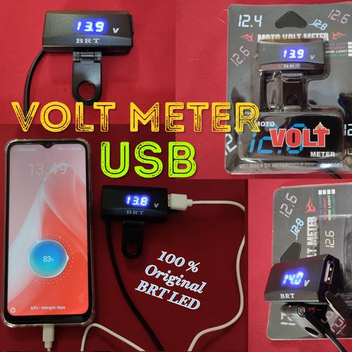 Promo VOLTMETER USB 2in1 BRT LED volt meter waterprof charger HP motor ...