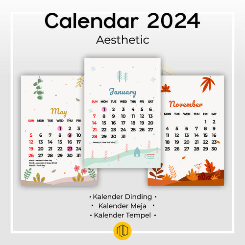 Jual KALENDER AESTHETIC 2024 / KALENDER ESTETIK 2024 - KALENDERDINDING ...