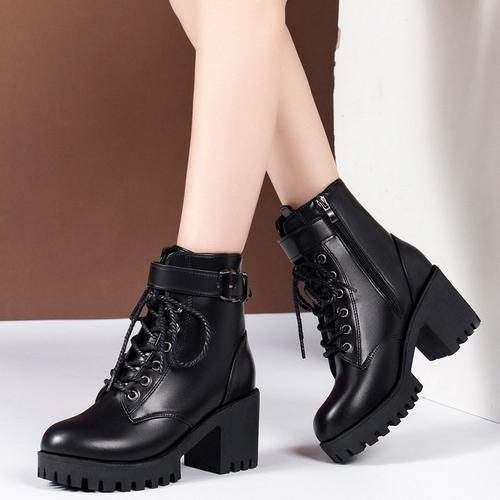 Jual Sepatu Boots Wanita Hak Tinggi Wanita Hitam Fashion Premium ...
