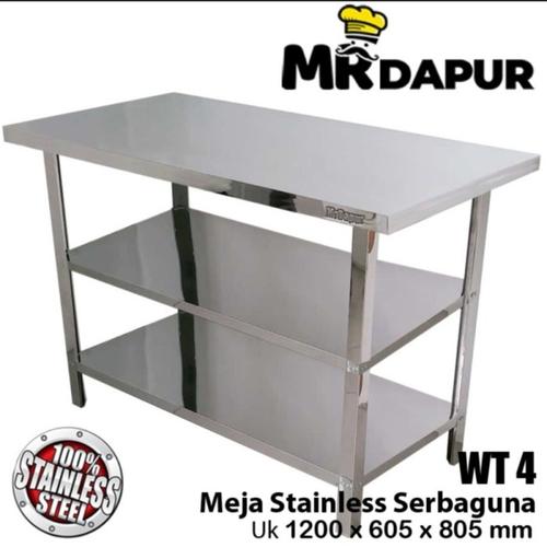 Jual MEJA KERJA WORK TABLE STAINLESS MR DAPUR WT4 DENGAN RODA TINGGI 80 ...