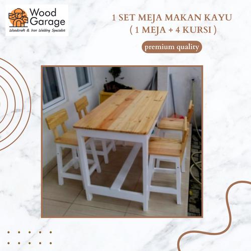 Jual Set meja makan cafe (1 meja 4 kursi) sandaran kayu jati belanda ...