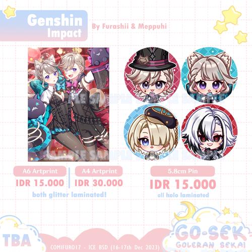 Jual A4/A6 Print & Pin Genshin Impact Lyney, Lynette, Freminet ...