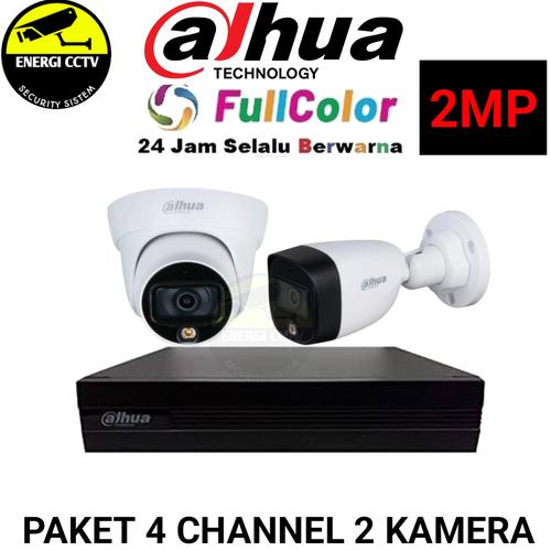 Jual PAKET CCTV DAHUA COLORVU 4 CHANNEL 2 KAMERA 2MP DAHUA FULL COLOR ...