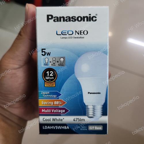 Jual Panasonic Led Bulb 5W 4000K / Cool White / Semi Putih - Kota ...