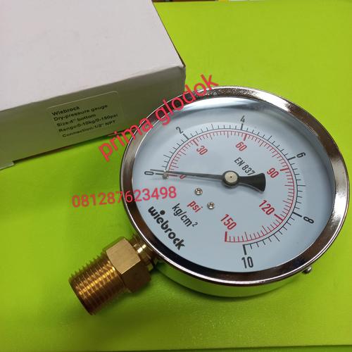 Jual Pressure gauge Wiebrock 4inch 10bar/pressure gauge Wiebrock 1/2 x ...
