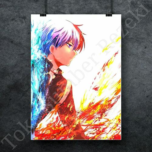 Jual Poster Anime Shoto Todoroki My Hero Academia Cartoon Canvas Paper ...