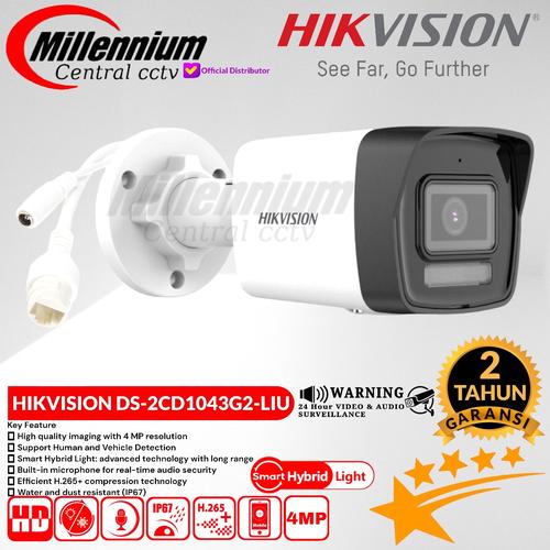 Promo HIKVISION IP CAMERA OUTDOOR 4MP DS-2CD1043G2-LIU AUDIO POE H.265 ...
