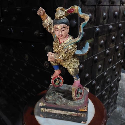 Jual Patung Kayu China Ne-Zha The Third Lotus Prince Tua Lawas Kuno ...