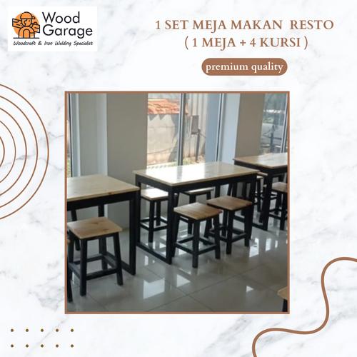 Jual Satu set meja makan resto / cafe ( 1 meja + 4 kursi ) - 1set meja ...