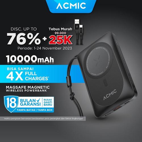 Jual ACMIC MAGBANK Powerbank Magsafe 10000mAh FREE MAGRING - Magnetic ...