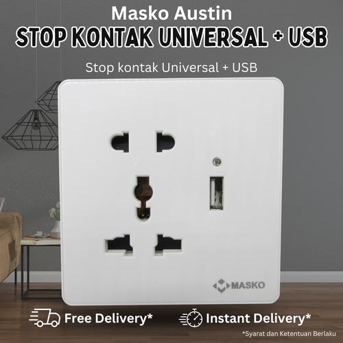 Jual MASKO IB STOP KONTAK UNIVERSAL PUTIH 1 USB UK EU US A - 655 AUSTIN ...