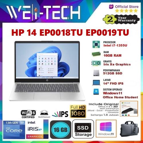 Promo HP 14 ep0018TU ep0019TU i7-1355U 16GB 512GB SSD 14"FHD IPS W11 ...