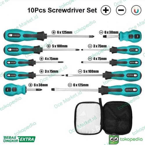 Jual Obeng Set Reparasi Magnetic Head 10 Obeng Dalam 1 Paket - Hijau ...