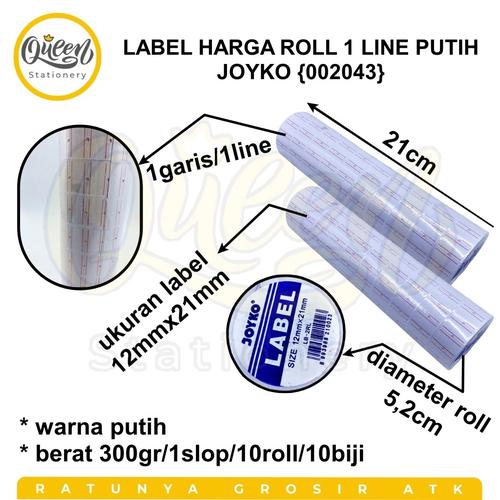 Jual 1 SLOP LABEL HARGA ROLL 1 LINE PUTIH JOYKO PRICE TAG LABEL (002043 ...
