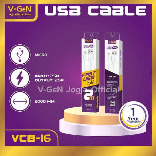 Jual Kabel Micro USB V-GeN VCB-16 2.4A Fast Charging 2 Meter - White ...