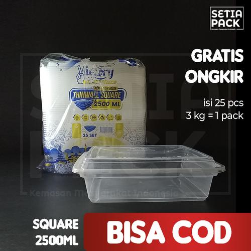Jual Thinwall Kotak Persegi Besar 2500 ml Food Container Kotak Makanan ...