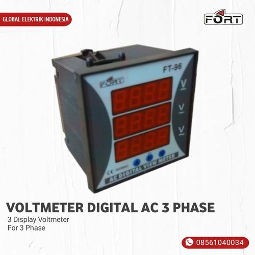 Jual Digital Voltmeter AC 3 Phase 3 Display 96x96 Panel Meter FT-96VD3 ...