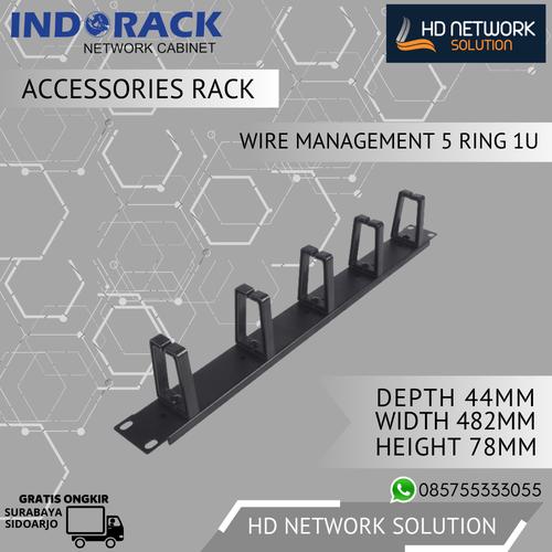 Jual asesoris rack server/ Wire Management Panel 1U with 5 ring - Kab ...