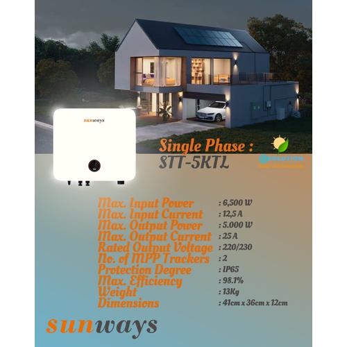 Jual Sunways Inverter STS-5KTL ( On Grid, Single Phase, With 2 MPPT ...