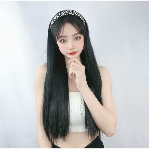 Jual Wig Bando Rambut Lurus Panjang Long Straight Hair Motif Leopard ...