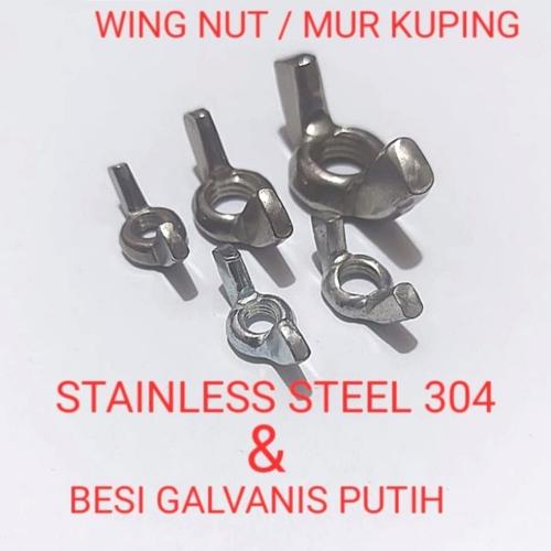 Jual mur kuping wing nut putih kupu kupu galvanis besi M4 M5 M6 M8 M10 ...