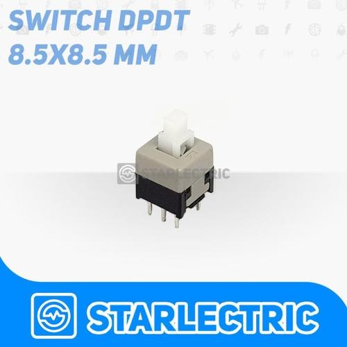 Jual 8.5mm self-locking latching Push button switch kotak 6 pin DPDT ...