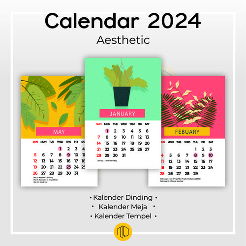 Jual Kalender 2023 Dinding Meja Tempel 12 Bulan Aesthetic Motif Plant ...