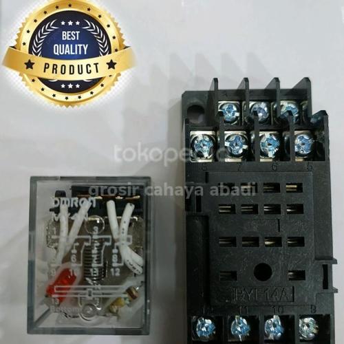 Jual Relay omron my4n/my4 12vdc,24vdc,220vac+ socket 14 kaki - coil ...