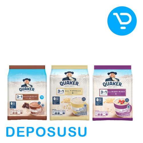 Promo Quaker 3in1 Polybag 224g Minuman Sereal Oats Vanilla, Chocolate, Berry - sachet ecer CHO ...