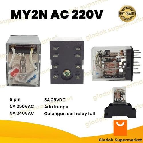 Jual Relay MY2N AC 220V 8 pin Riley 220 Volt 8p 5a - packing bubble ...
