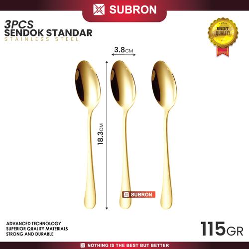 Jual SUBRON 3PCS Garpu Sendok Besar Standar Dessert Makan Tebal Gold ...
