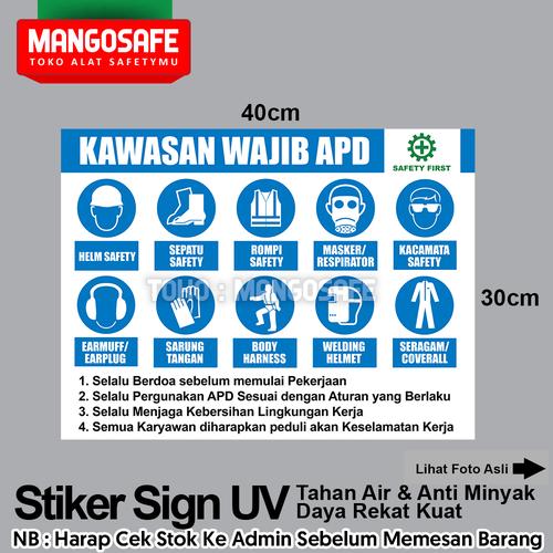 Jual Sticker Kawasan Wajib APD Safety First Stiker K3 Rambu Awas Jumbo ...