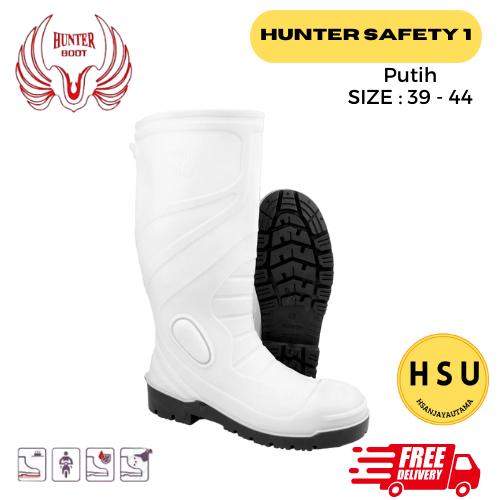 Jual sepatu boots pria karet sawah kebun Hunter Safety 1 Putih Toe Cap ...