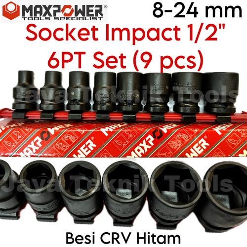 Jual Mata Sock Impact Set 1/2 8 24 mm 9 pc Hitam Kunci Socket Sok 6PT Shock - Jakarta Barat ...