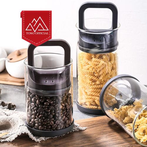 Promo Canister Kopi Toples Coffee Storage Airtight Glass Jar Push Down ...