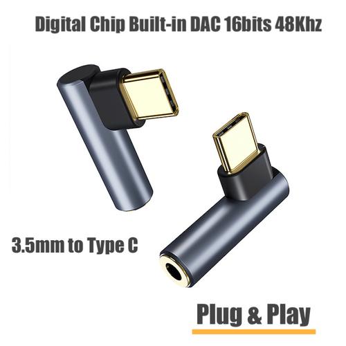 Jual L Shape Type C to 3.5 mm Audio Jack Connector Converter Adapter ...