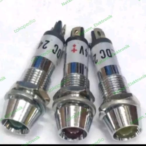 Jual pilot lamp lampu besi nickel 10mm 10 mm dc24v 24vdc 24volt merah ...