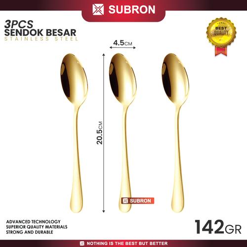 Jual SUBRON 3PCS Garpu Sendok Besar Standar Dessert Makan Tebal Gold ...
