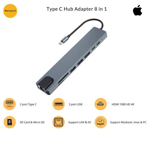 Promo Adapter Type C Hub Converter USB 8 in 1 for Macbook Ipad Windows ...