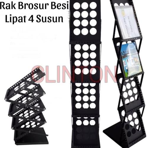 Jual rak brosur besi rak pameran besi 4 susun rak display rak majalah ...