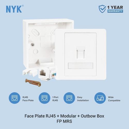 Jual Face plate outbow rj45 nyk 1 port with modular - Faceplate lan out ...