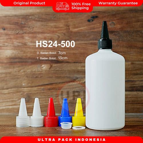 Jual BOTOL TINTA 500ML / BOTOL HS24 500ML PUTIH + TUTUP TINTA FULL SET ...