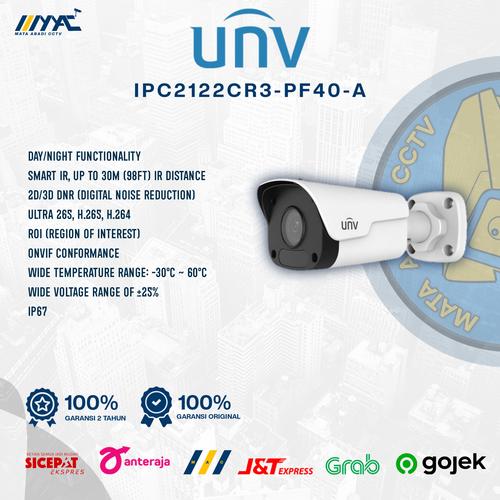 Promo IP CAM CCTV UNV UNIVIEW IPC2122CR3-PF40-A Outdoor Camera 2MP ...