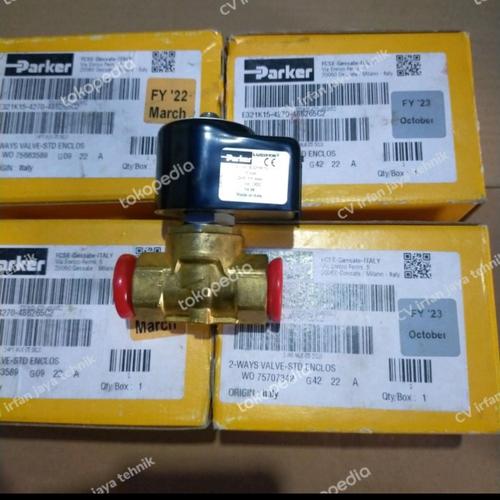 Jual solenoid valve parker Lucifer E321K15 drat 1/2" pressure 10bar DC ...